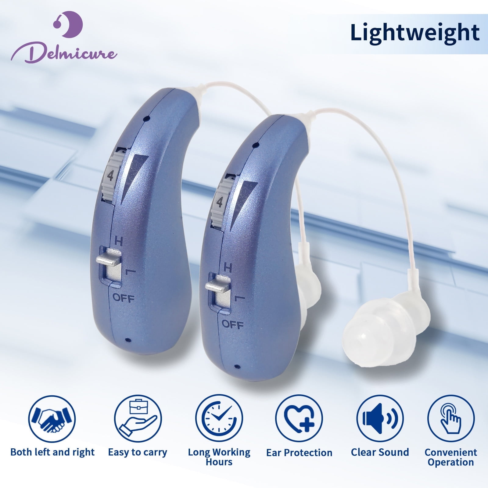 Delmicure Hearing Aids VHP-1206 for Senior - Binaural Behind-the-Ear ...