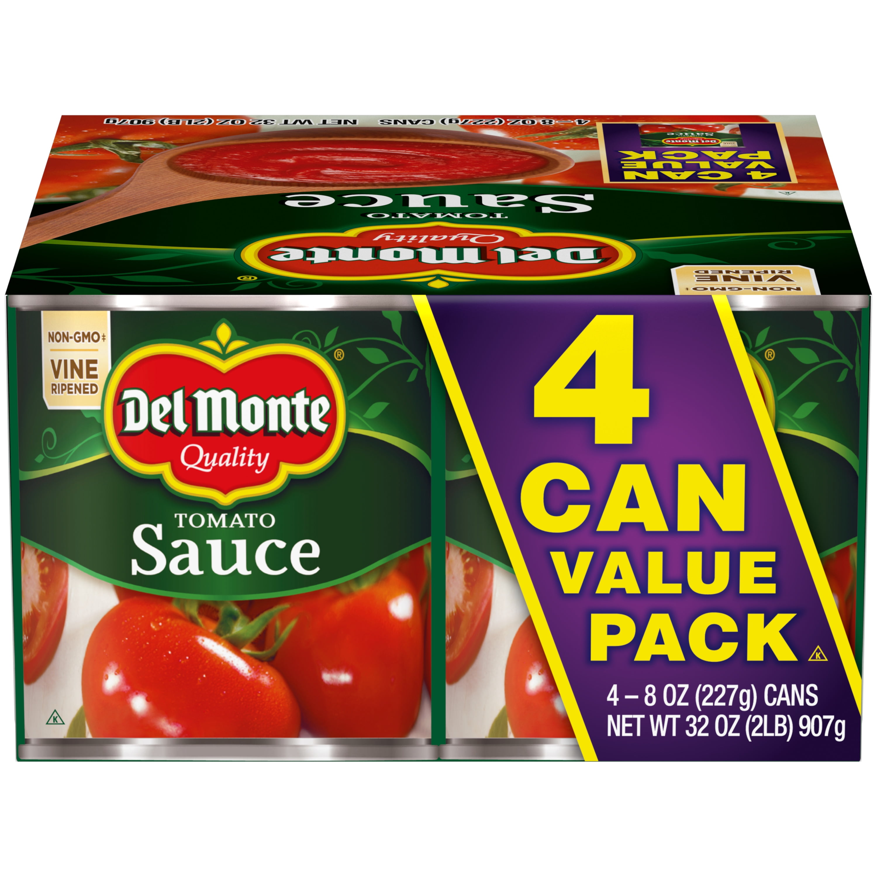 Del Monte Tomato Sauce 4-8oz Can, Vine Ripened, Packed in the USA ...