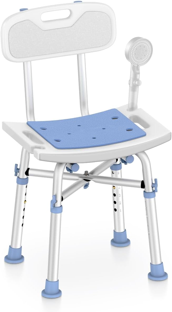 Delog Heavy Duty Shower Chair with Back 500lb, Padded Bath Seat with ...
