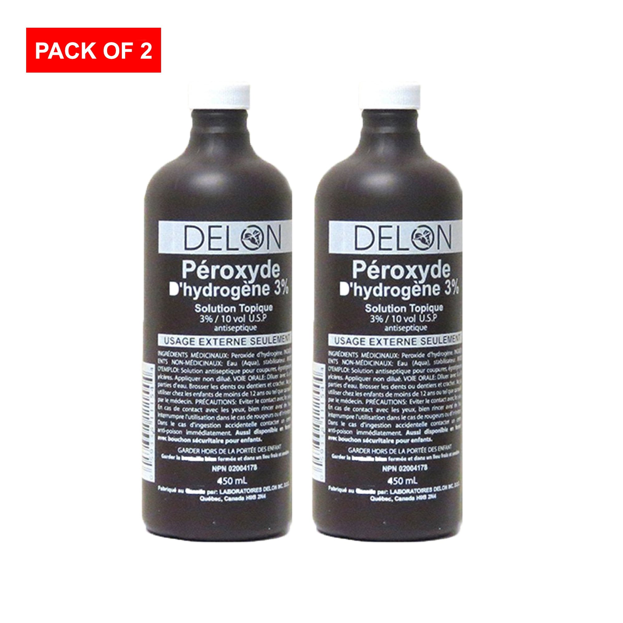 Delon Hydrogen Peroxide 3% Topical Solution, 450ml, Pack of 2 ...