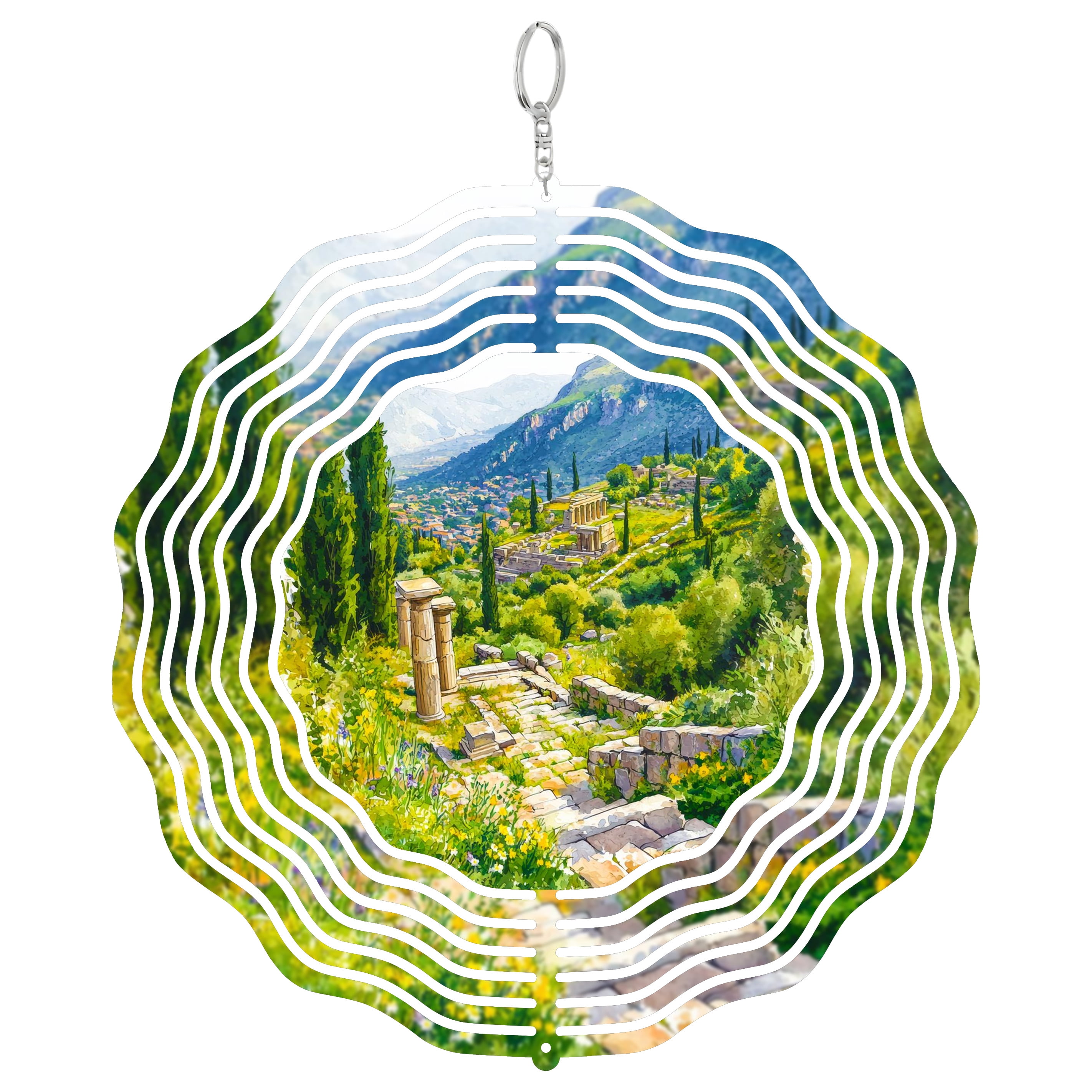 Delphi Greece Oracle Temple 3D Wind Spinner Metal Laser Cut Hanging Art ...