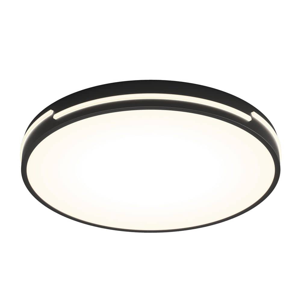 Delray 15 in. 1-Light Modern Black Integrated LED 5 CCT Flush Mount ...