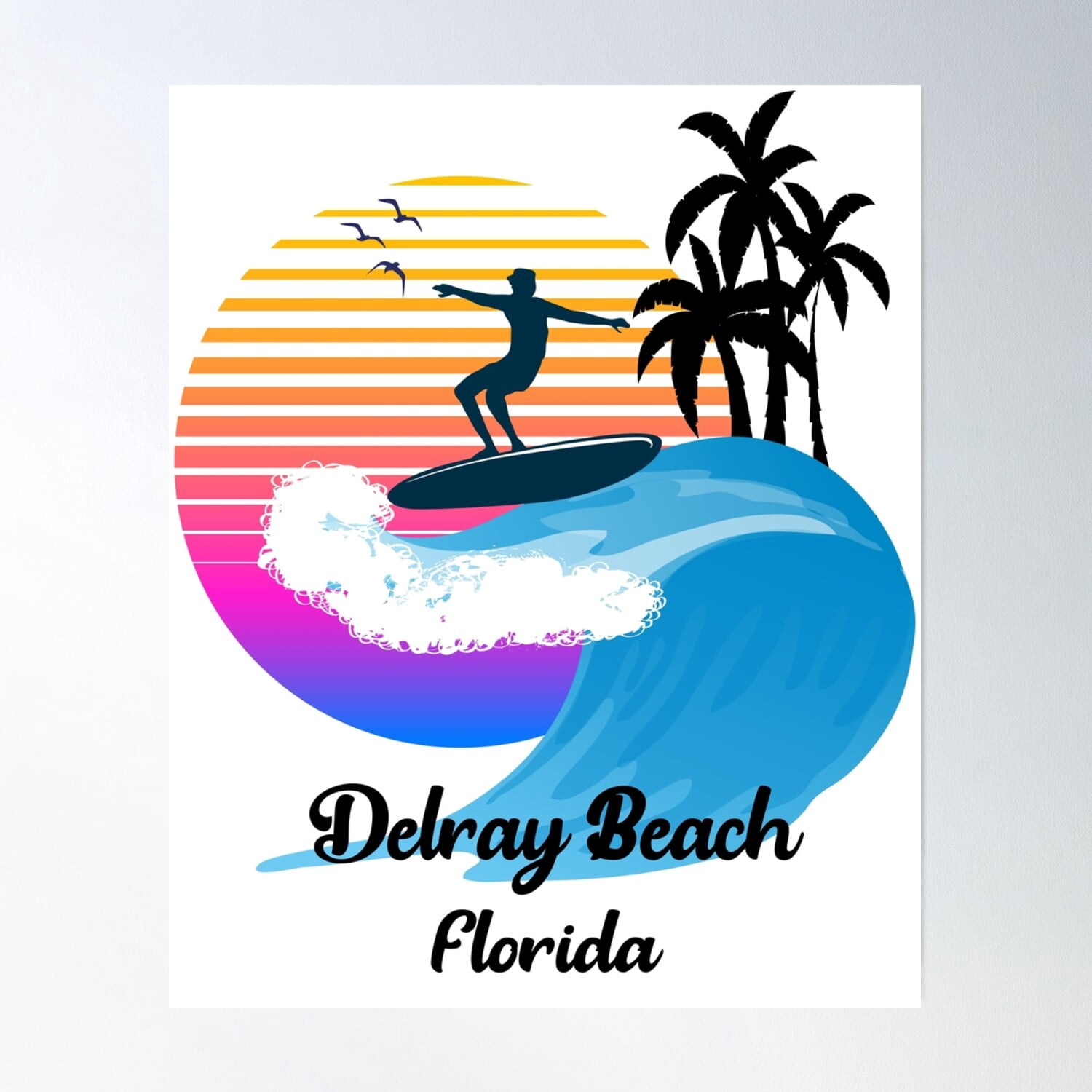 Delray Beach Florida Seaside Retro Sunset- Vintage Wall Arttrendy Retro ...