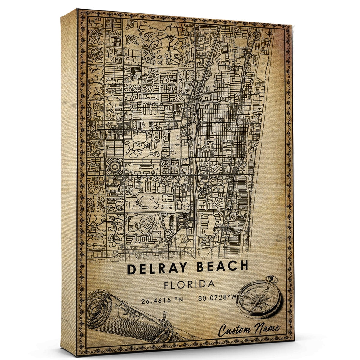 Delray Beach Map Poster, Florida Map Art Poster, Canvas, Delray Beach ...