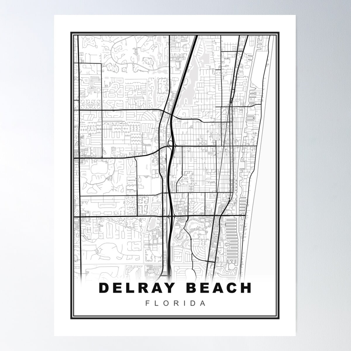Delray Beach Map Poster Wall Art, Modern Wall Decor For Living Room ...