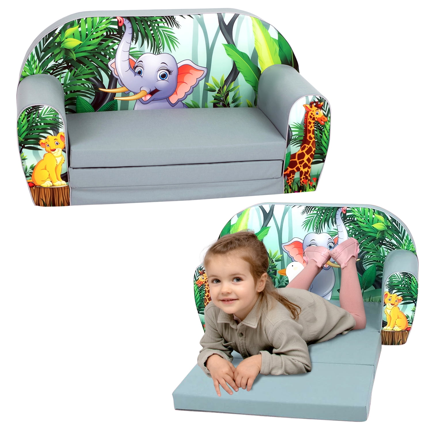 Delsit Kids 2-in-1 Sofa/Lounger - Convertible Foam Couch, Adorable ...