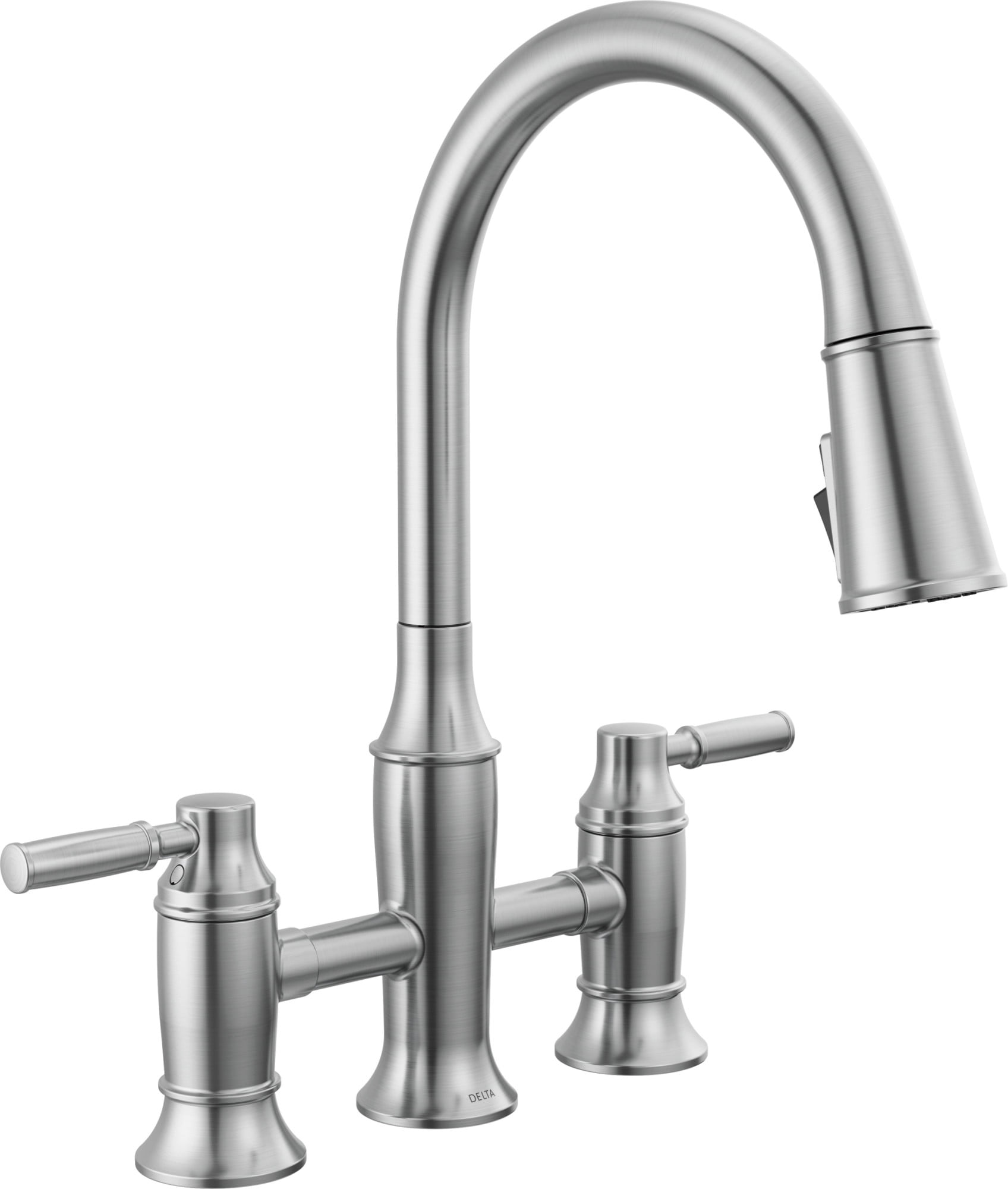 Delta 2384L-Dst Renaldi 1.8 GPM Bridge Kitchen Faucet - Lumicoat Arctic ...