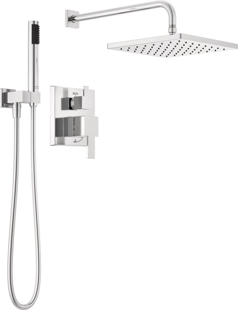 Delta 342701 Modern Square Shower System Package with Rain Shower ...