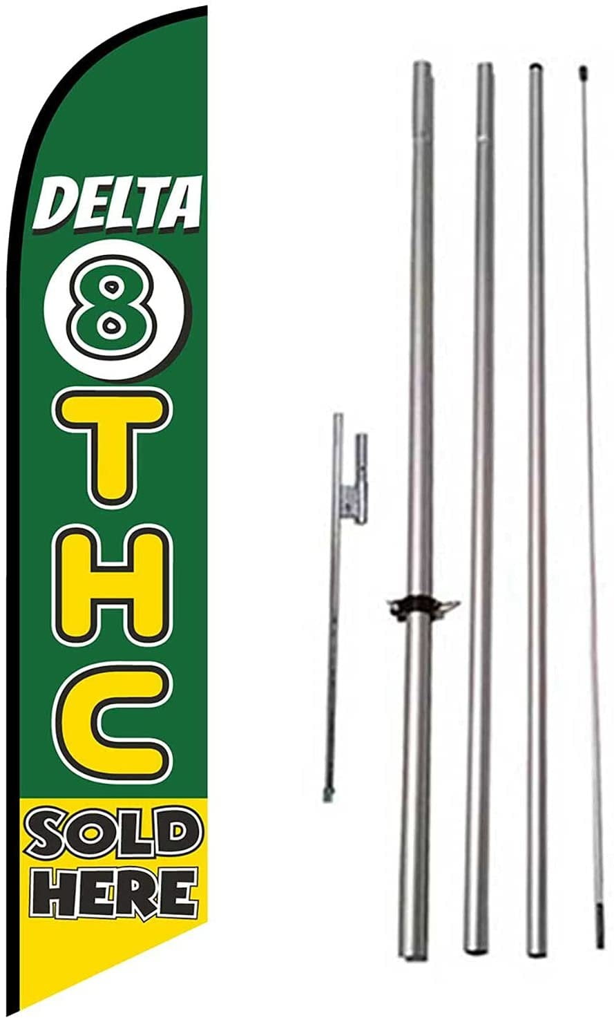 Delta-8 THC Sold Here Advertising Feather Banner Swooper Flag Sign with ...