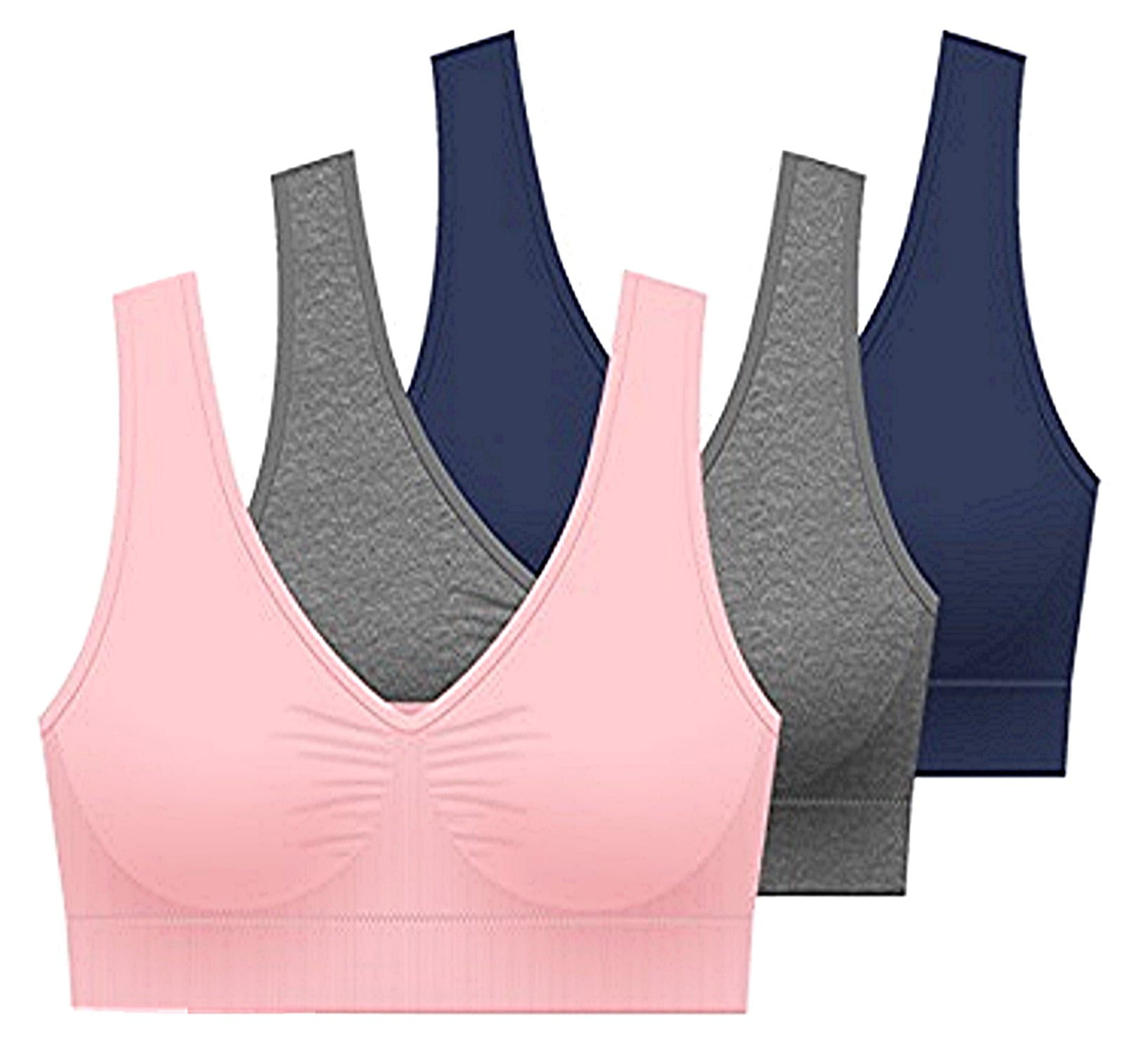 Delta Burke Seamless Padded Comfort Bra w/Removable Pads-3-Pack - 1X ...