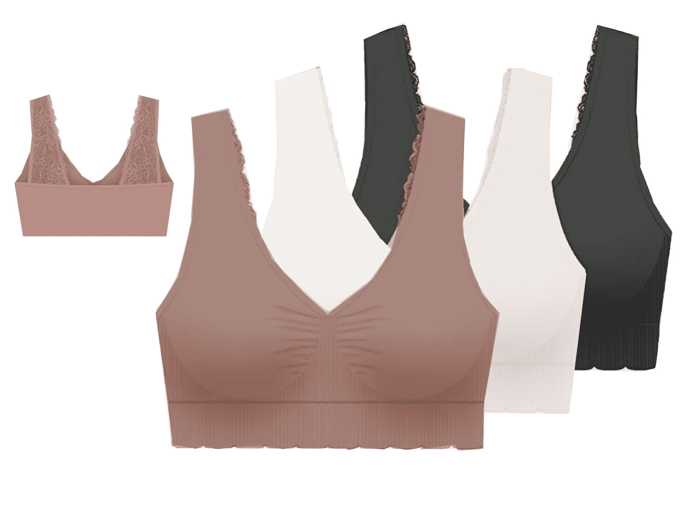 Delta Burke Seamless Padded Comfort Bras with Lace Back Straps and ...