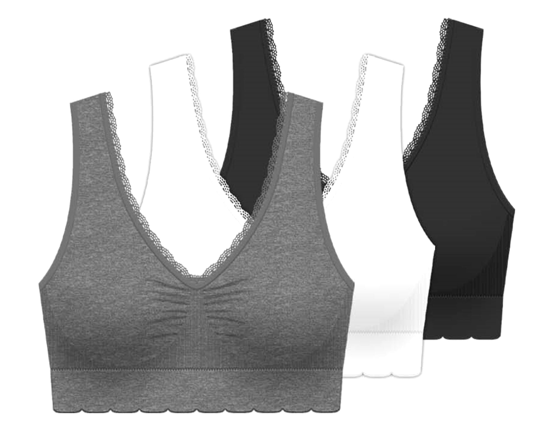 Delta Burke Seamless Padded Comfort Lace Trim Bra w/Removable Pads-3 ...