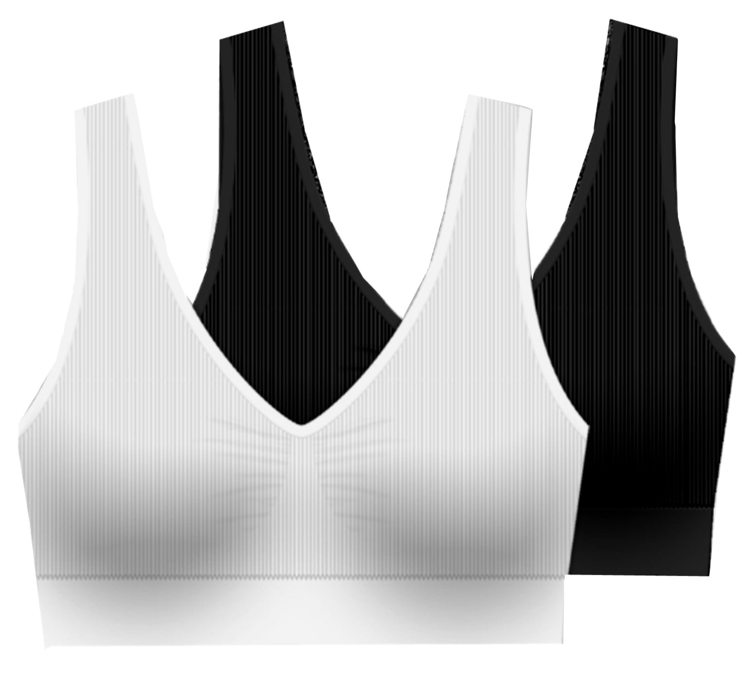 Delta Burke Seamless Padded Ribbed Comfort Bra w/Removable Pads-2-Pack ...