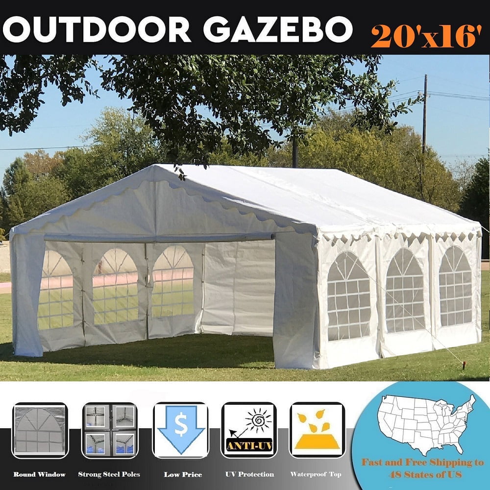 Delta Canopy 20'x16' PE Party Tent, Heavy-Duty Steel Frame, Waterproof ...