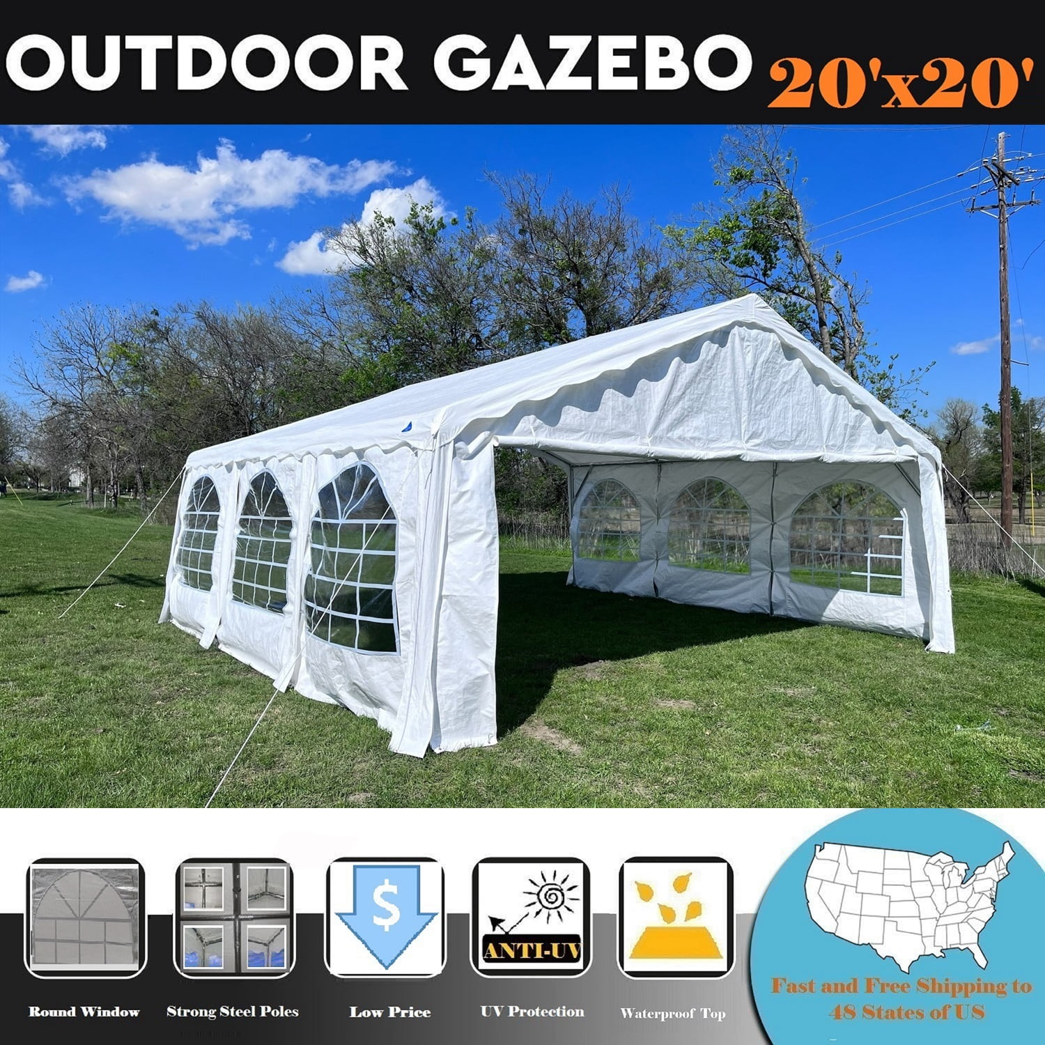 Delta Canopy 20'x20' Heavy Duty Outdoor PE Party Tent for Weddings ...