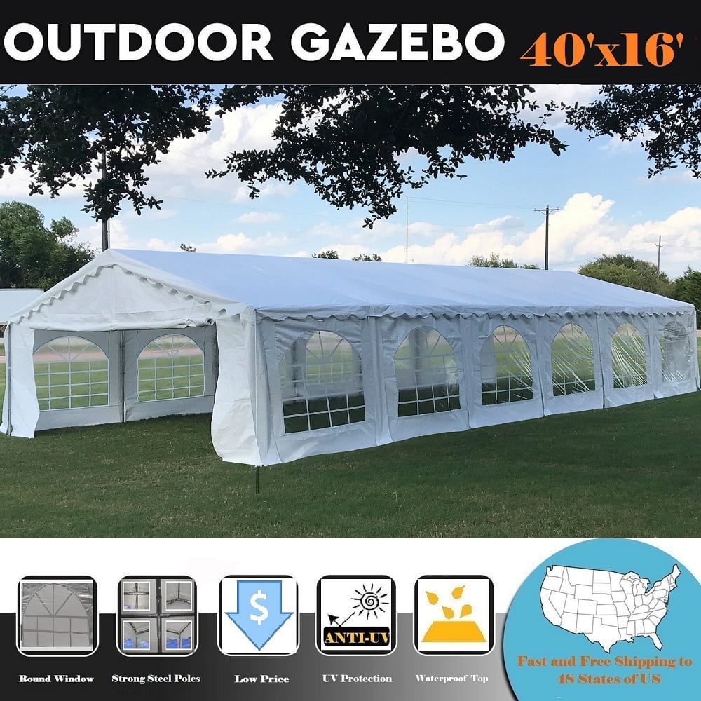 Delta Canopy 40'x16' PE Party Tent with Heavy Duty Steel Frame & Large ...
