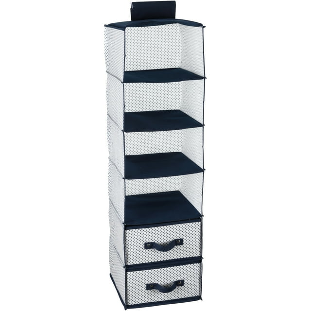 Delta Children 6-Shelf Hanging Storage Unit with 2 Drawers, Navy ...