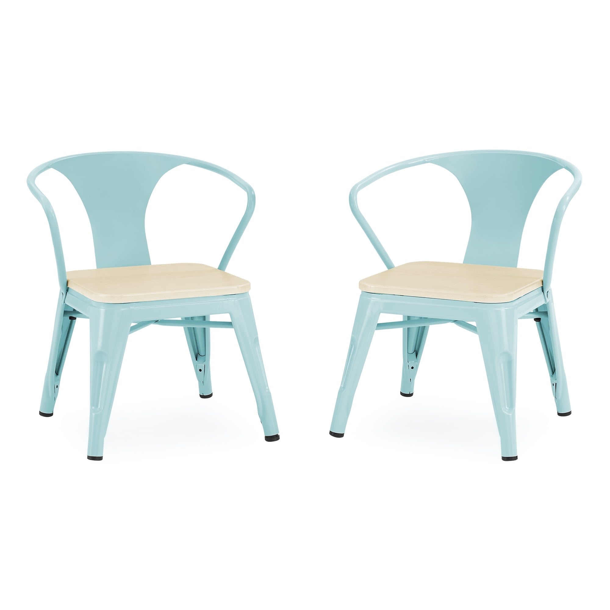 Delta Children's Bistro 2-Piece Chair Set, Aqua Metal/Natural Birch for ...