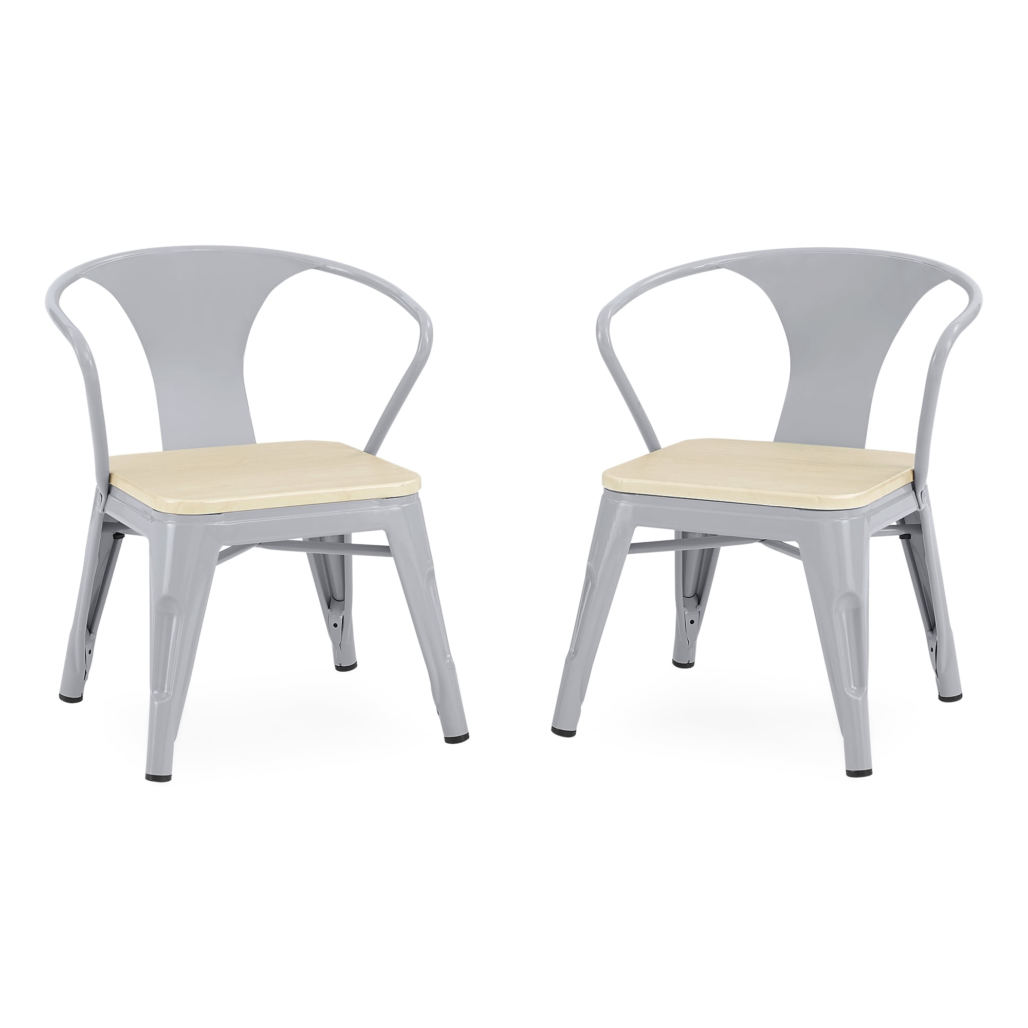 Delta Children Bistro 2-Piece Chair Set, Grey Metal/Natural Birch ...
