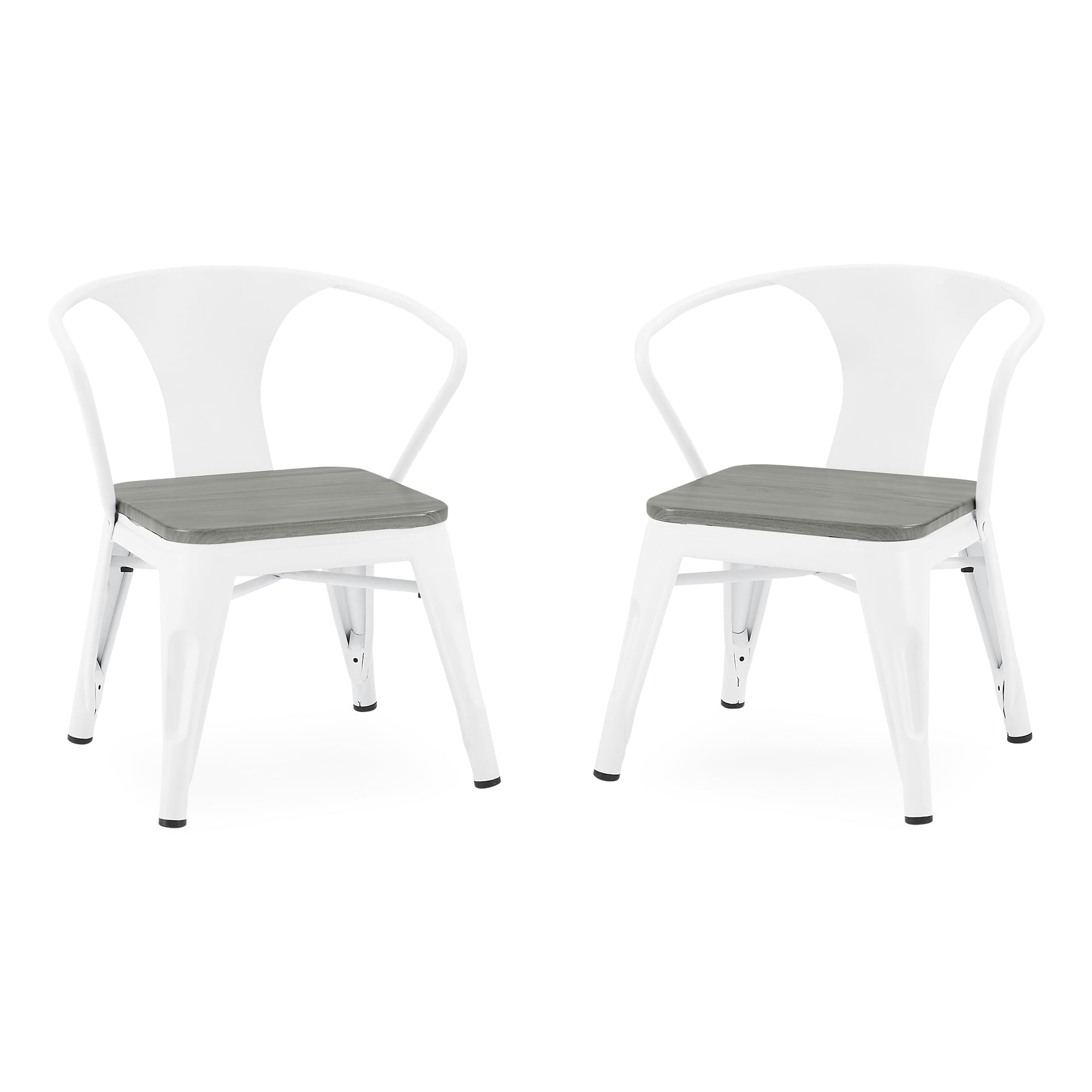 Delta Children Bistro 2-Piece Chair Set, White Metal/Grey Barnboard ...