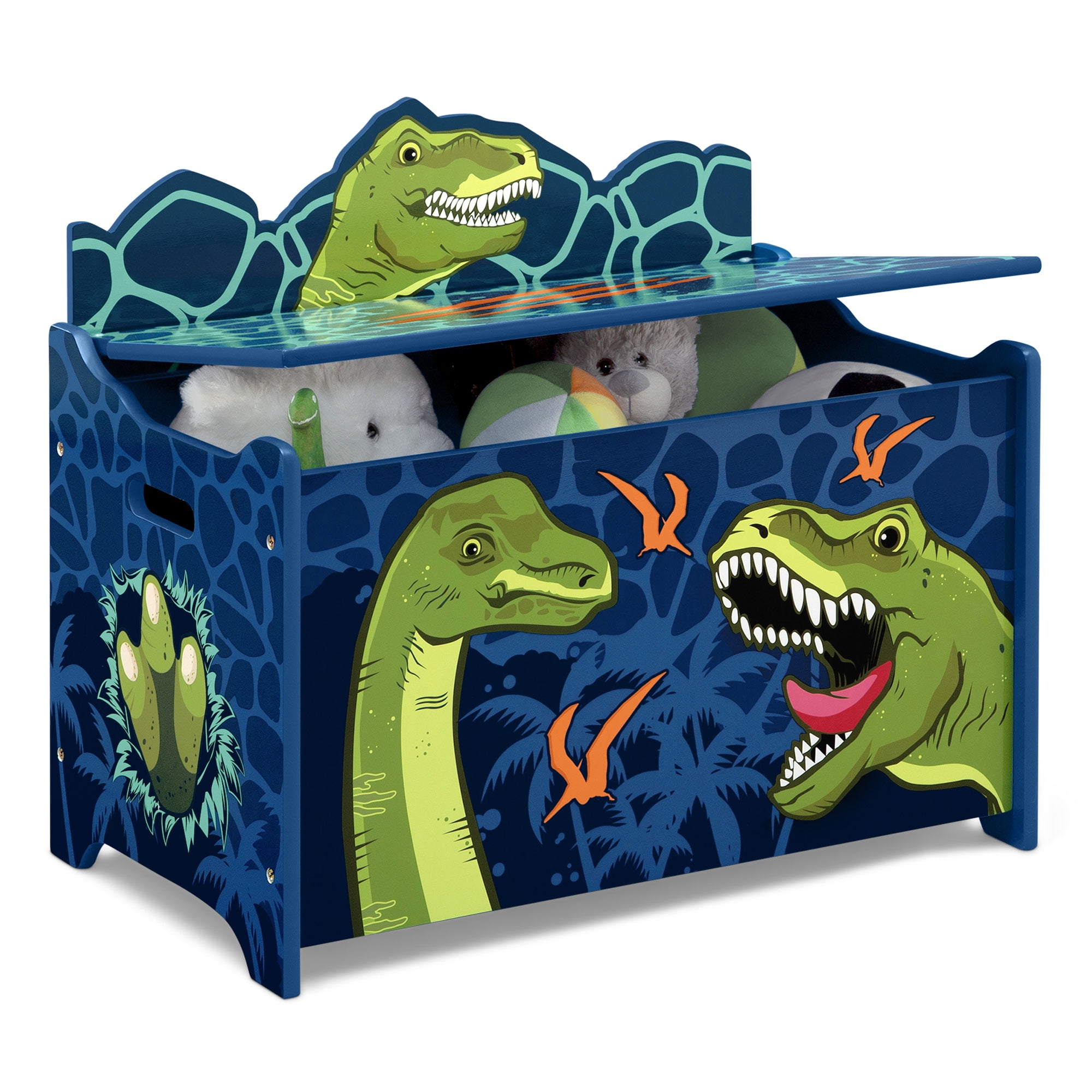 Delta Children Dinosaur Deluxe Toy Box, Blue/Green - Walmart.com