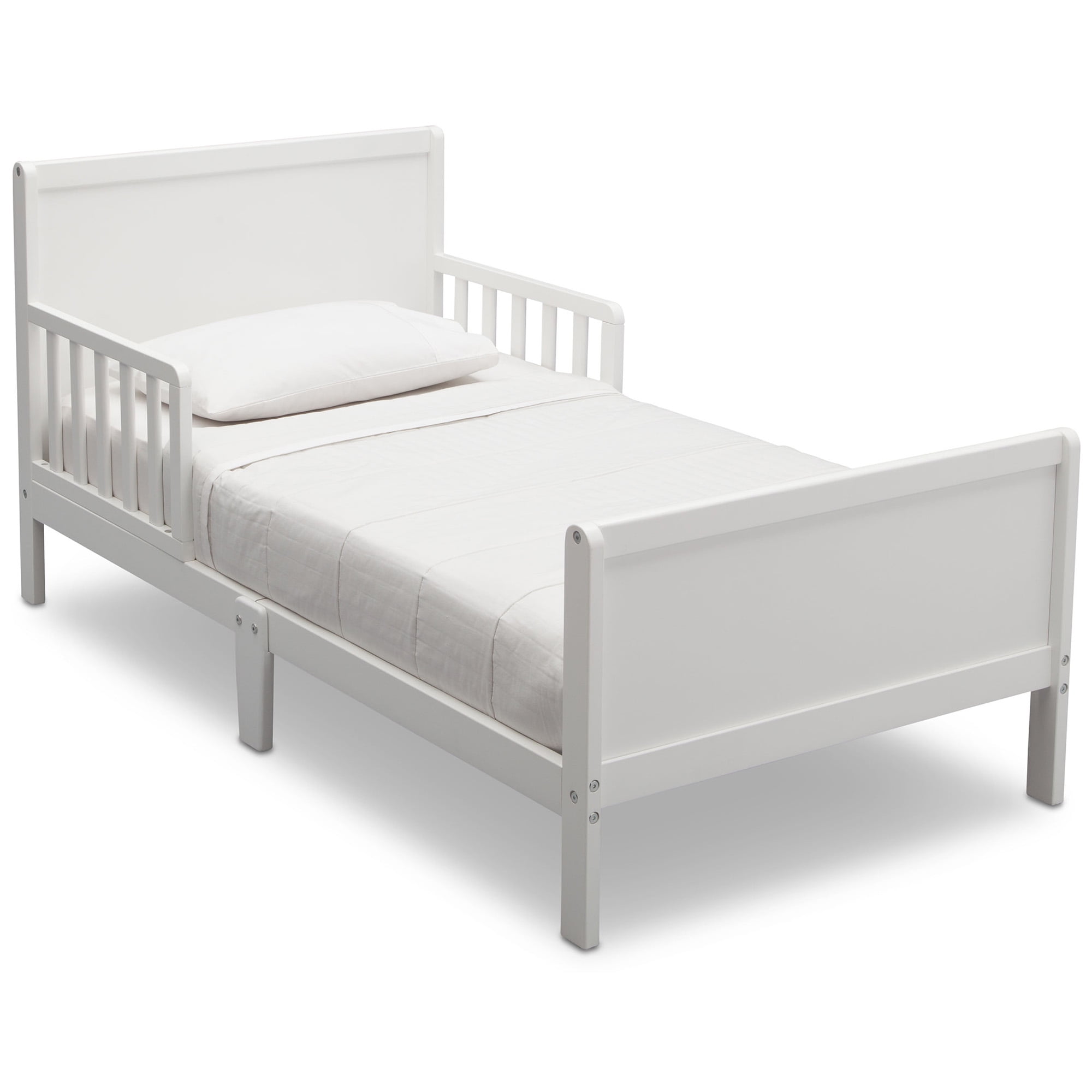 Delta Children Epic Wood Toddler Bed with Attached Guardrails, Bianca ...