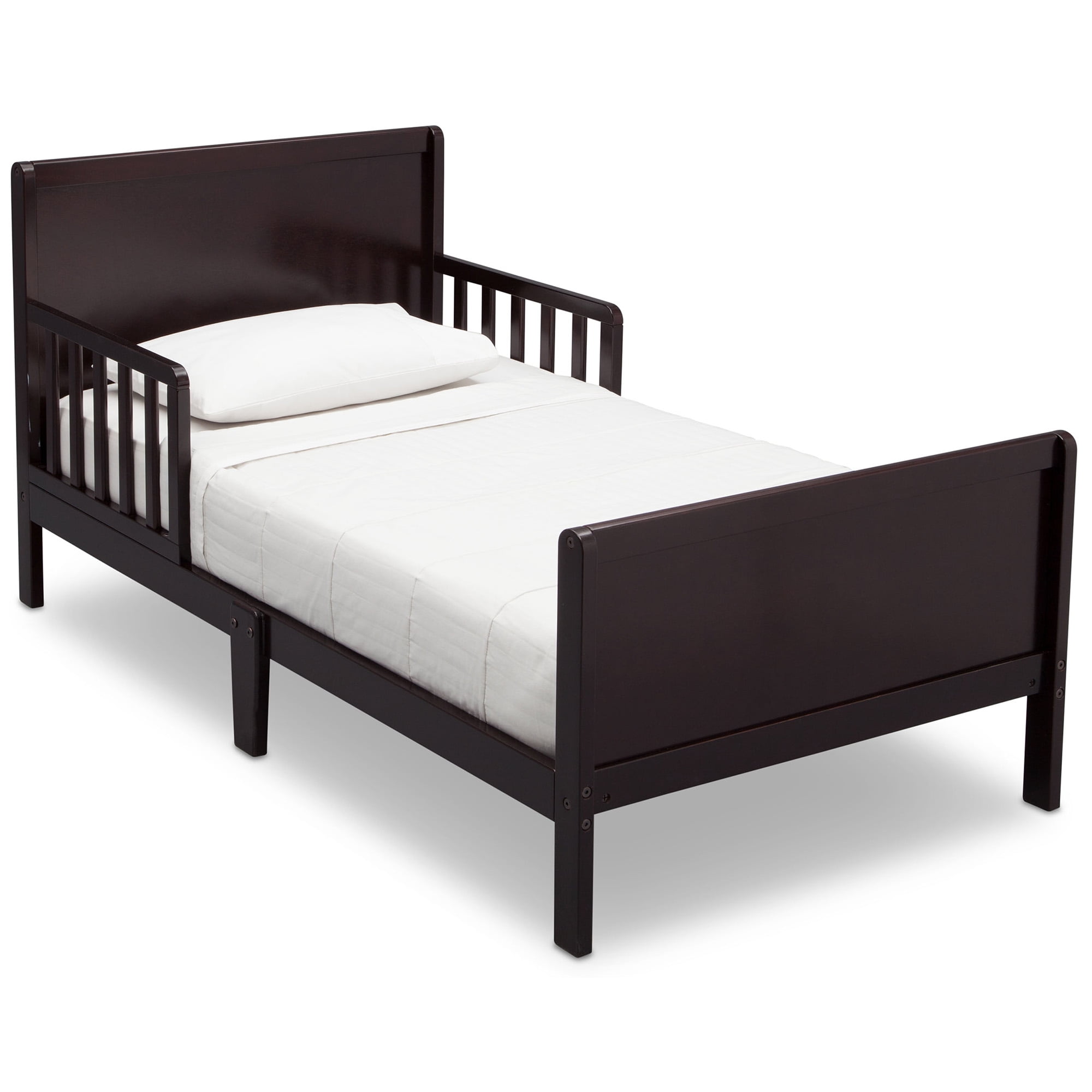 Delta Children Epic Wood Toddler Bed with Attached Guardrails, Dark ...