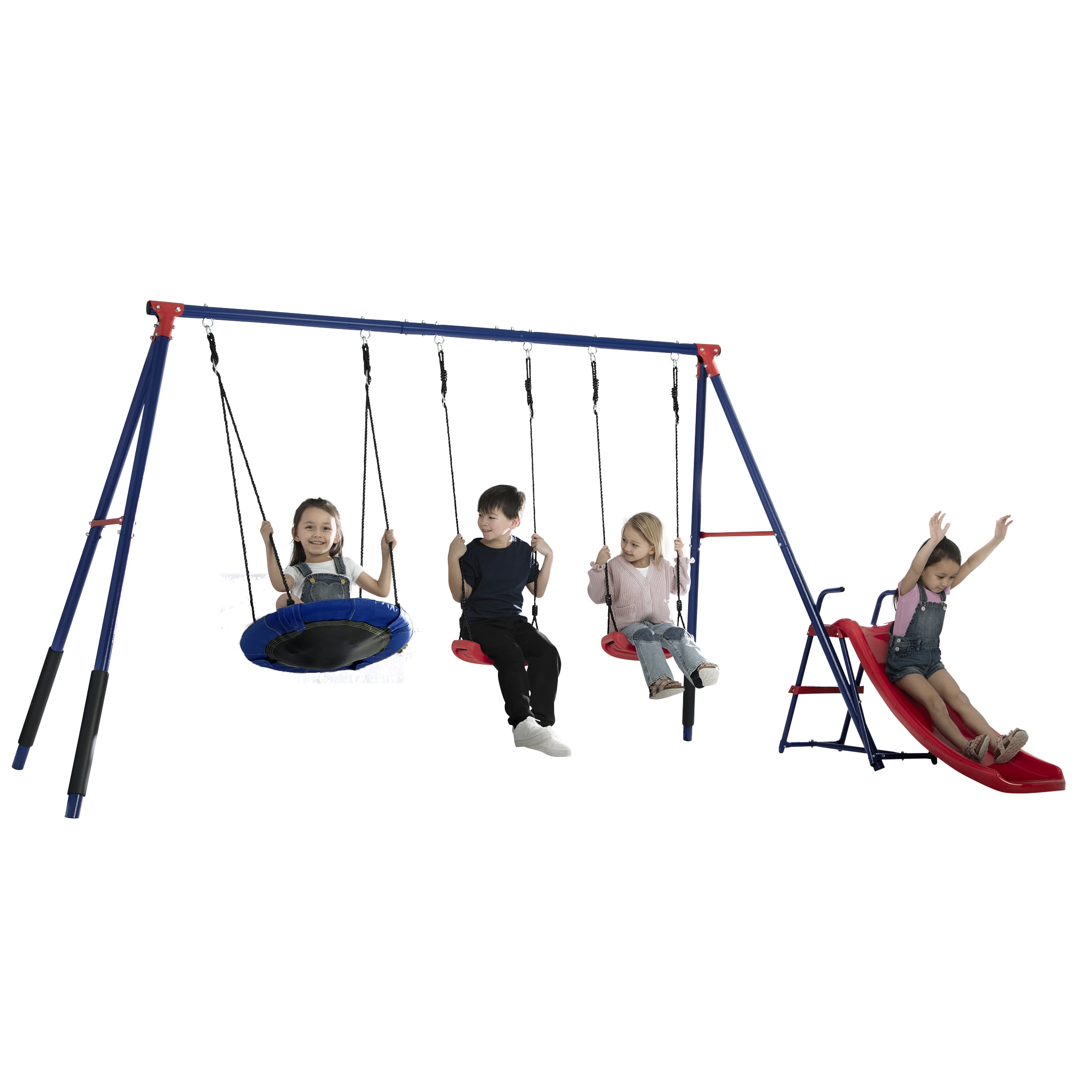 Delta Children FunZone Outdoor Metal 4-Piece Swing Set - Includes 2 ...