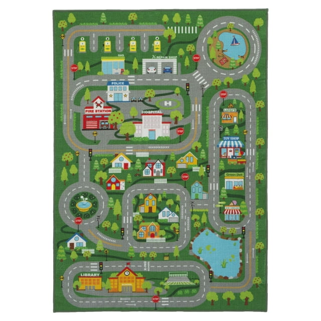 Delta Children Kids Extra Large Road Map Activity Rug, 6’6" L x 4’6" W ...