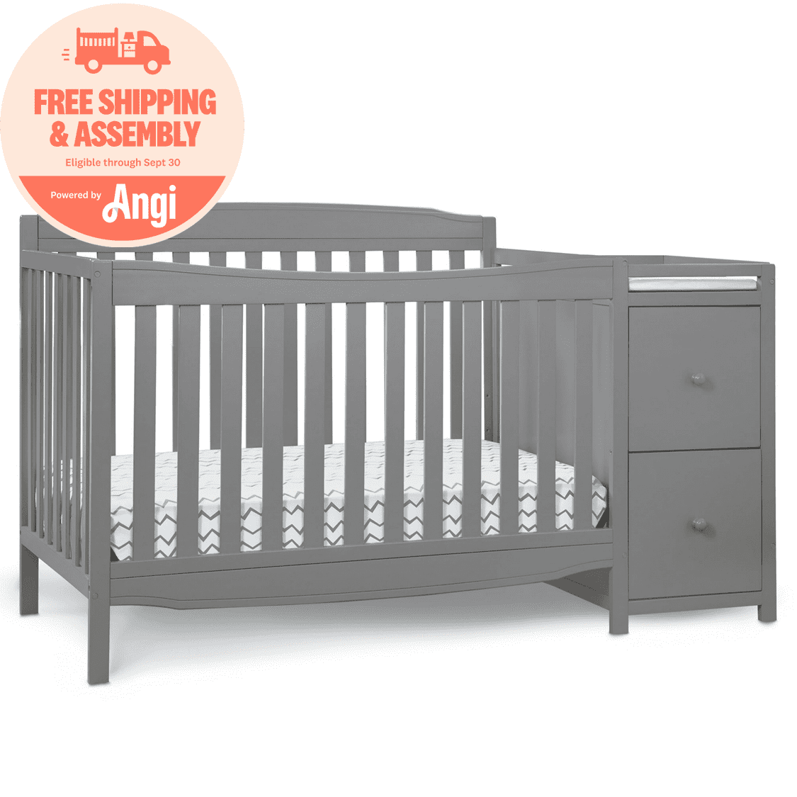 Delta Children Mason 6-in-1 Convertible Crib and Changer, Gray ...