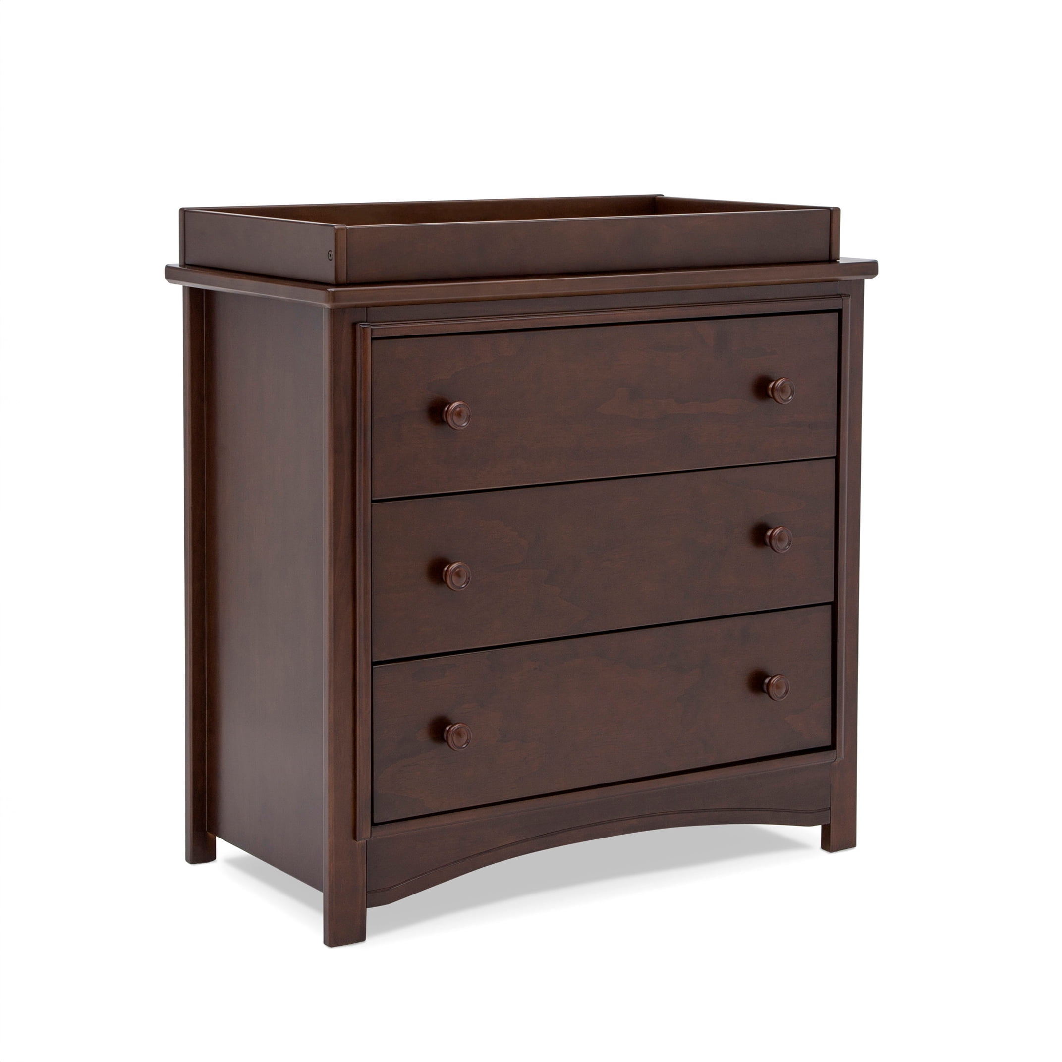 Delta Children Perry 3 Drawer Dresser with Changing Top and Interlocking Drawers, Walnut ...