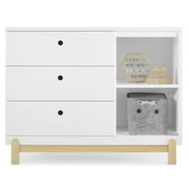 Delta Children Poppy 3 Drawer Dresser with Cubbies, Grey/Natural ...