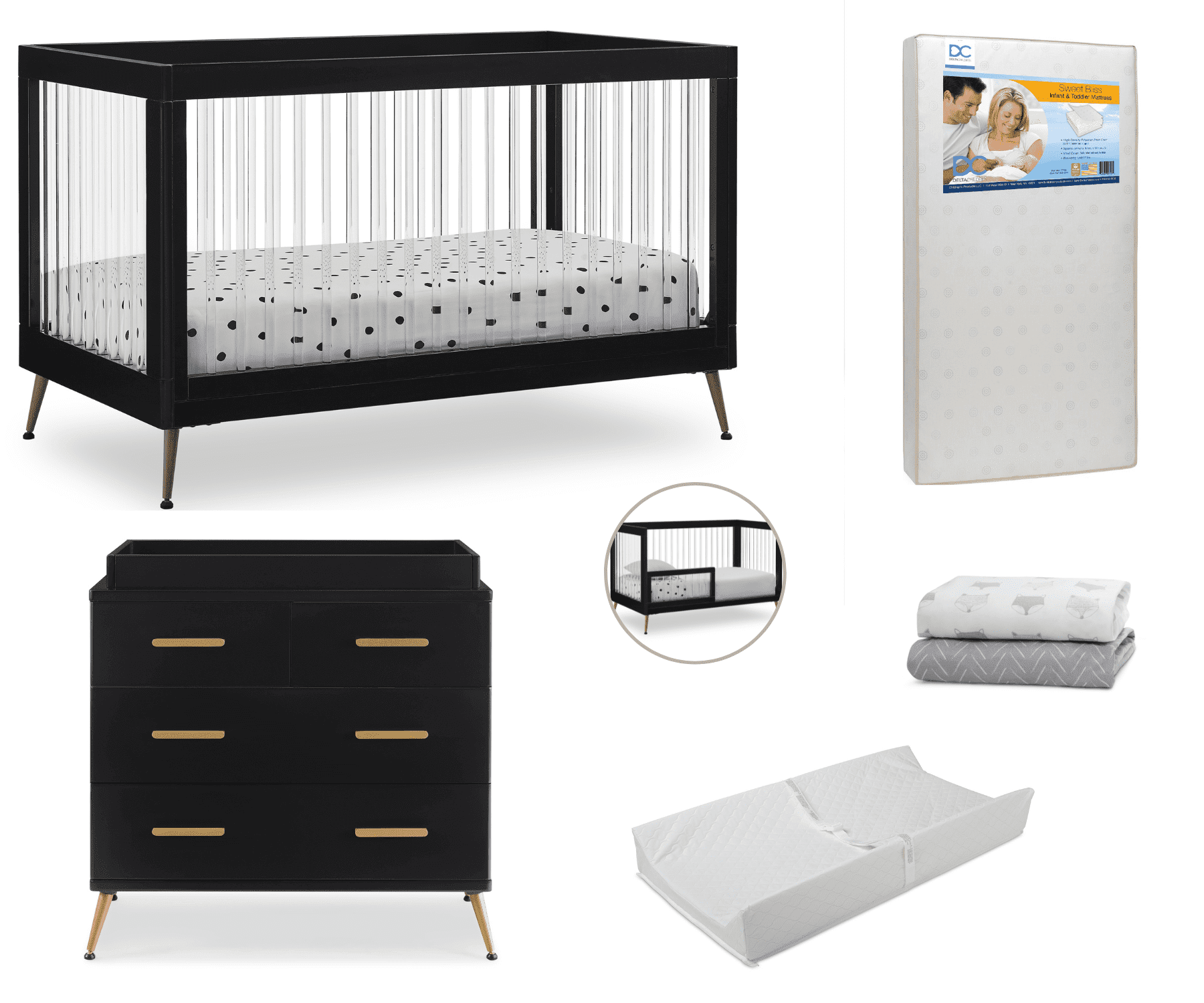 Delta Children 7-Piece Nursery Set - Crib, Dresser, Top, Mattress ...
