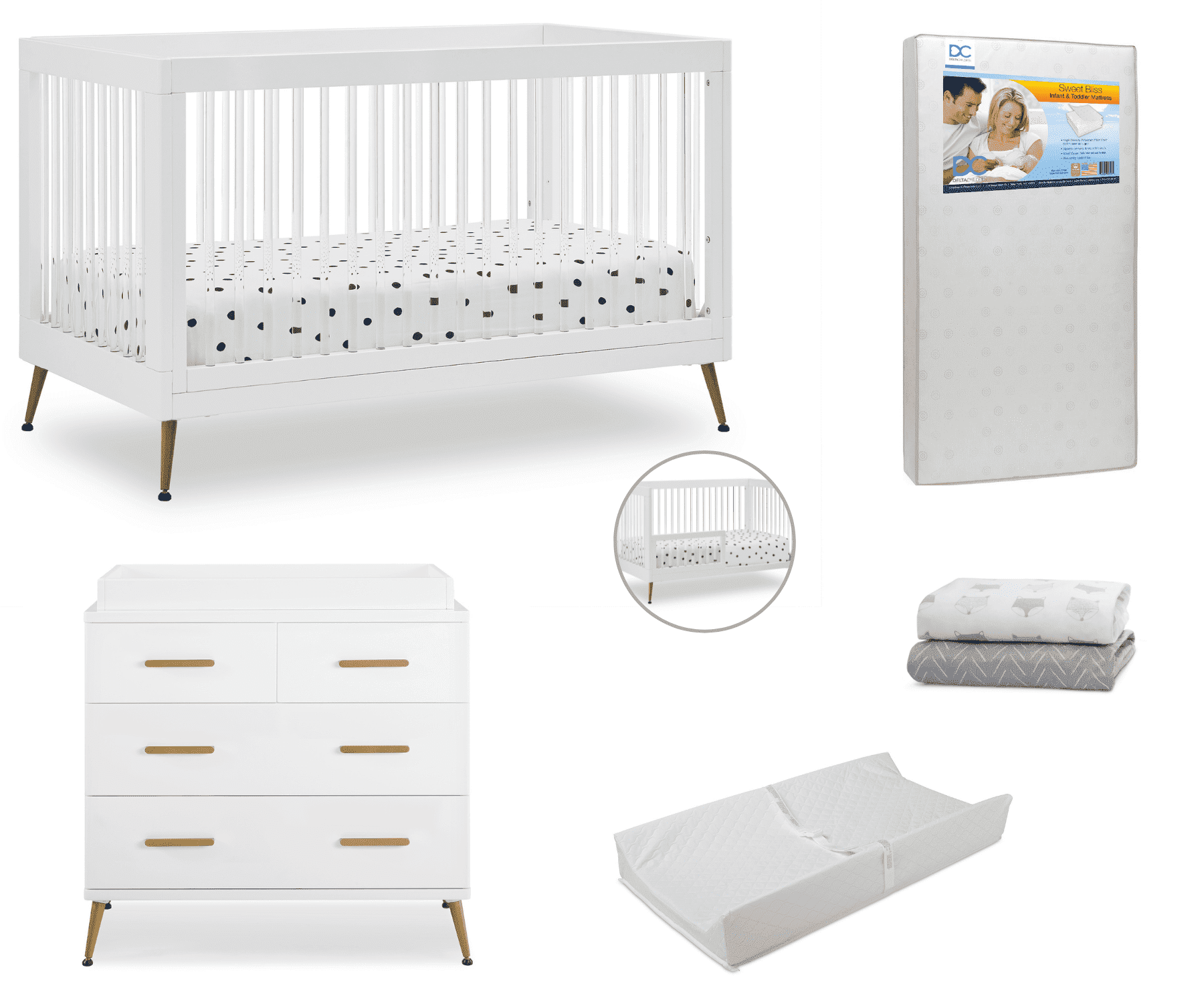 Delta Children Sloane Crib 7-Piece Baby Nursery Furniture Set–Includes ...
