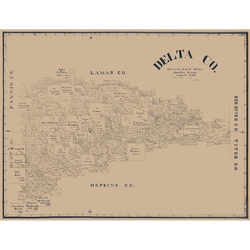Delta County Texas - Blain 1889 Poster Print by Blain Blain TXDE0014 ...