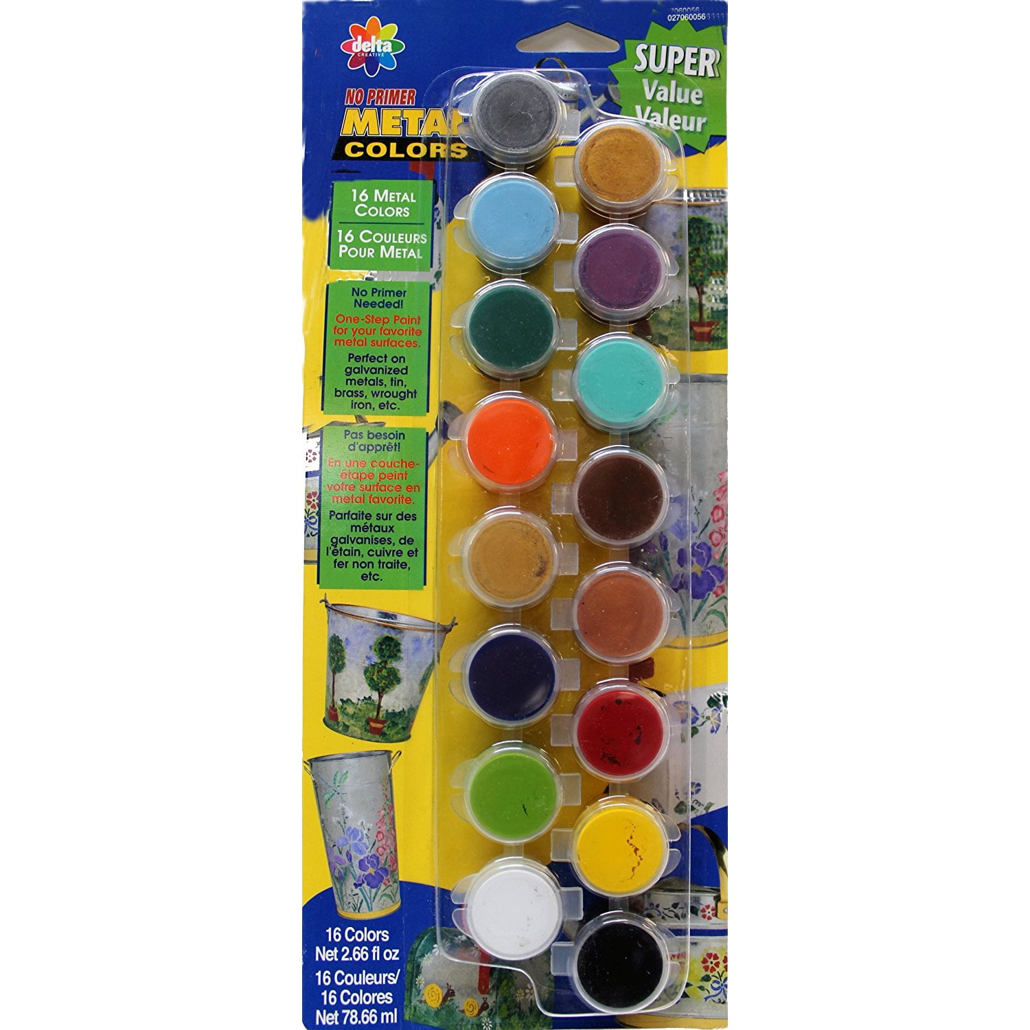 Delta Creative Acrylic Craft Paint Pots Set with 16 Metal Colors and ...