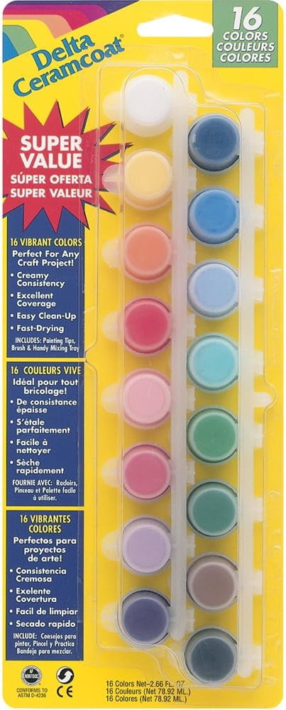 Delta Creative Ceramcoat Paint Pot 16-Color Super Value Set, 2957 ...