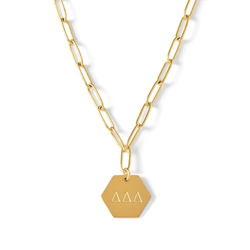 Delta Delta Delta Necklace, 18k Gold Plated Paperclip Style Chain with ...