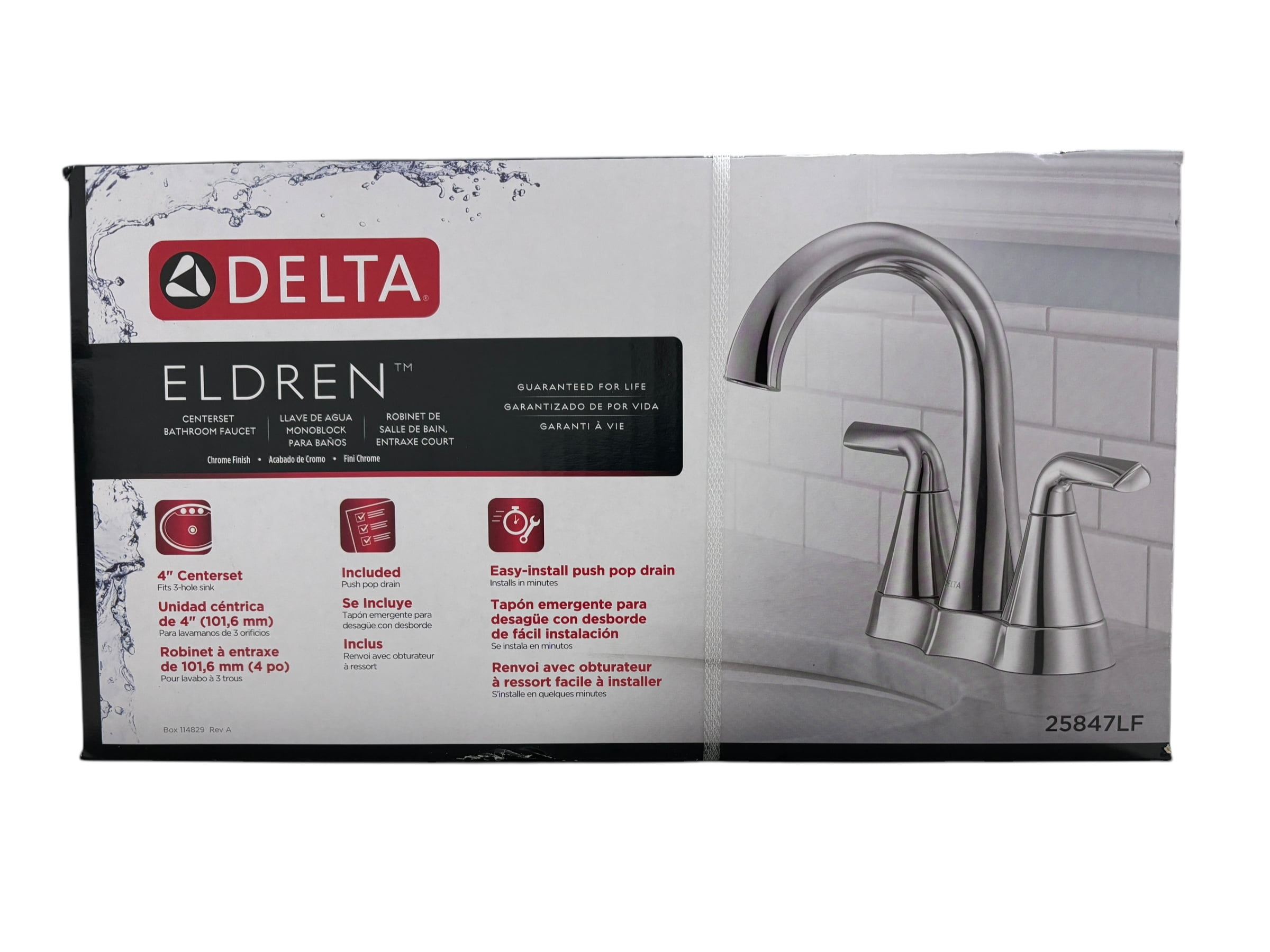 Delta Eldren Centerset Bathroom Faucet Chrome Finish - 25847LF ...