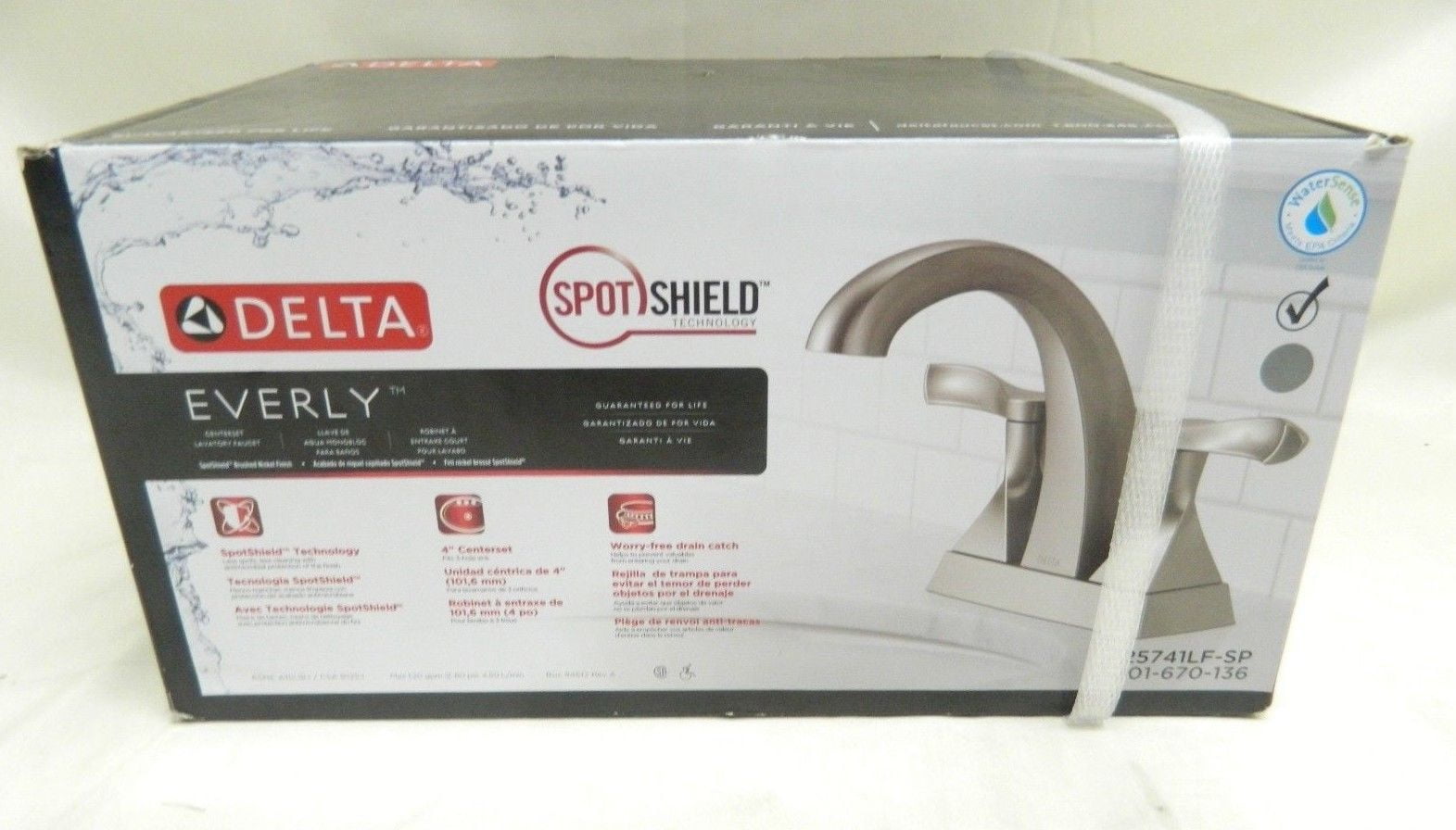 Delta Everly Brushed Nickel SpotShield High Arc 4 in. Two-Handle Faucet ...