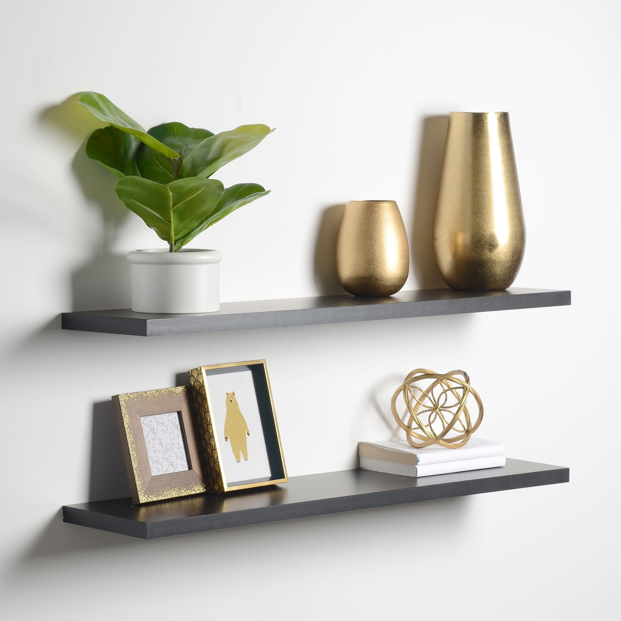Delta Floating Shelves 2 Pack- Black - 36 in x 10 in x .5 in ...