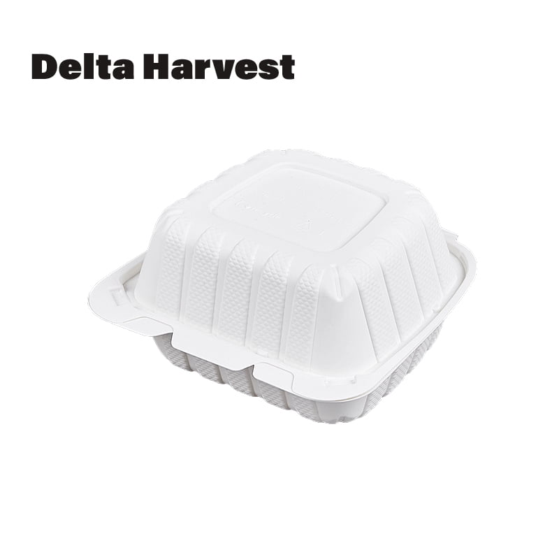 Delta Harvest 6"x6"x3" MFPP White Disposable Food Container with Lid ...
