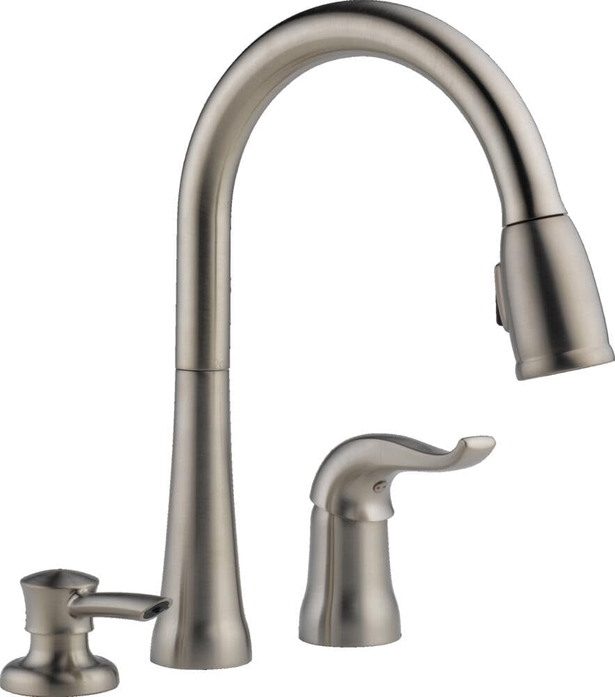 Delta Kate Brushed Nickel Kitchen Faucet with Pull Down Sprayer and ...