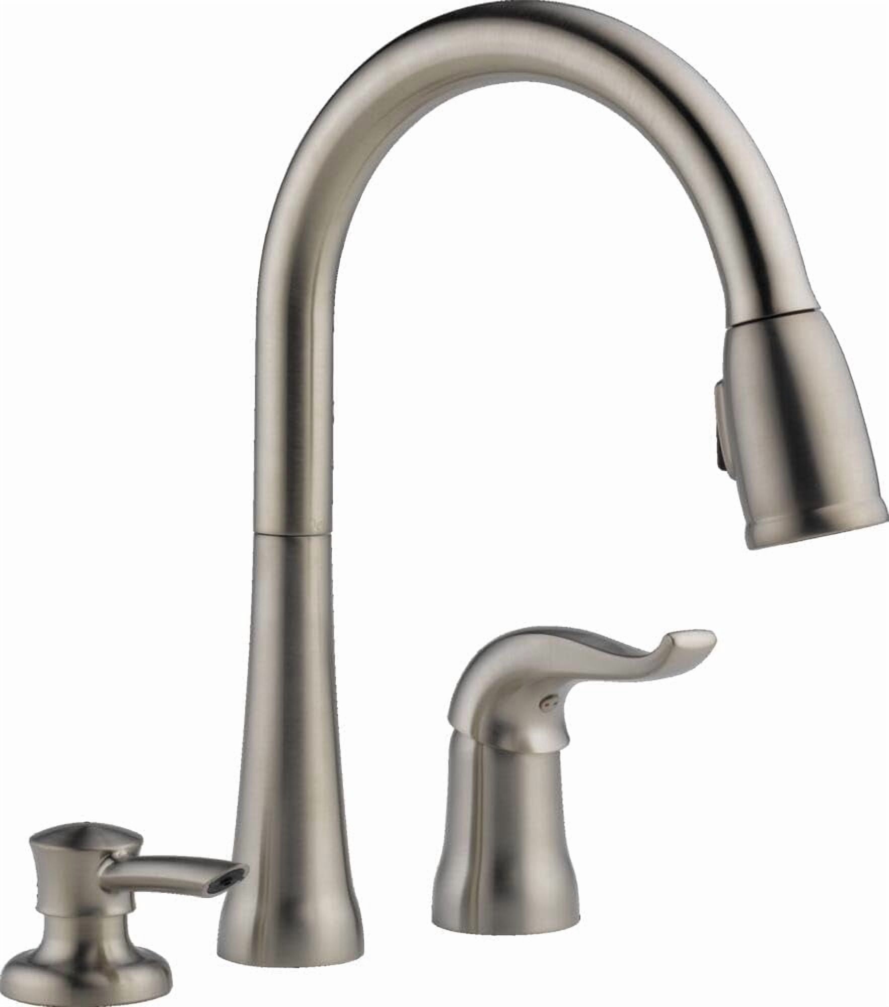 Delta Kate Brushed Nickel Kitchen Faucet with Pull Down Sprayer and ...