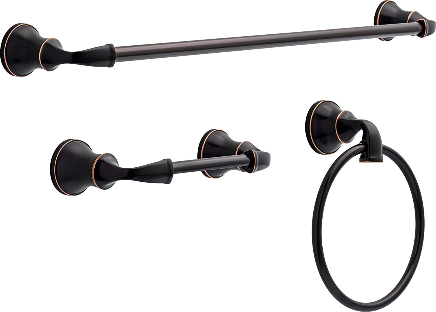 Delta Lorain 3 Piece Bathroom Accessories Set with Towel Bar, Ring ...