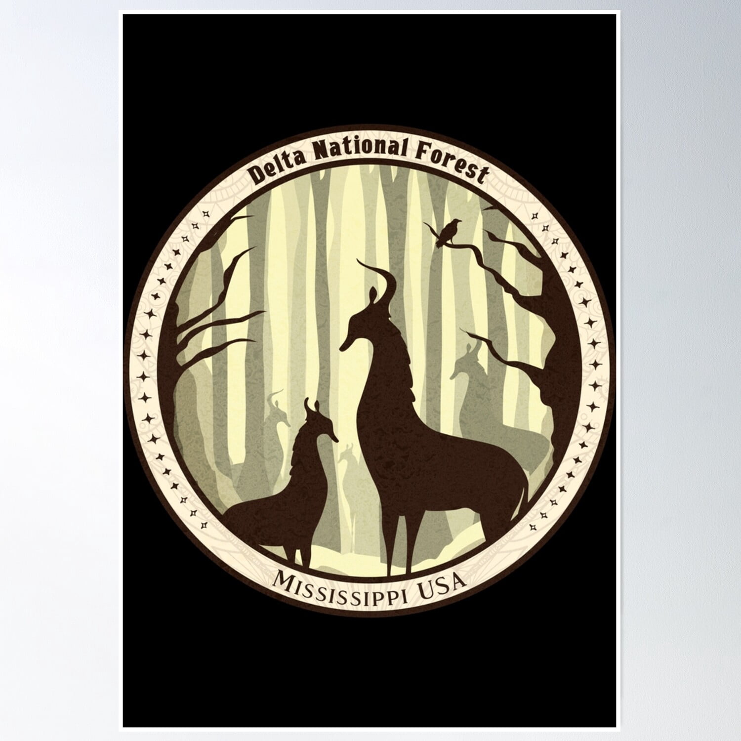 Delta National Forest Mystical Deer Poster Wall Art, Modern Wall Decor ...