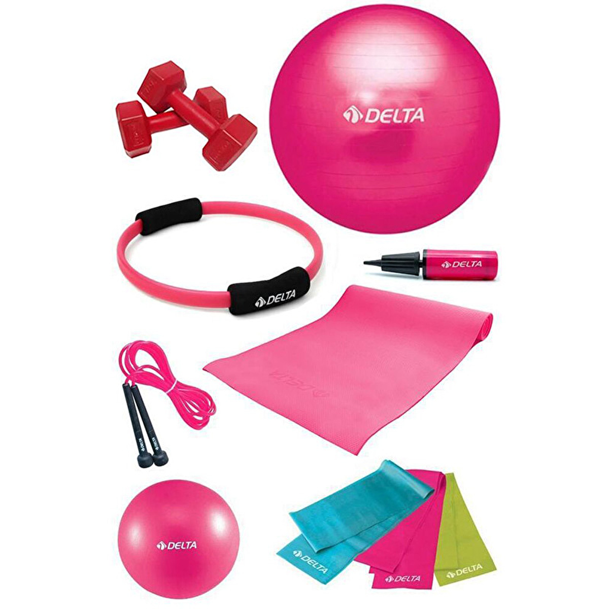 Delta PFS Fuchsia Full Pilates Set with 4 mm Cushion (55 cm - 20 cm ...