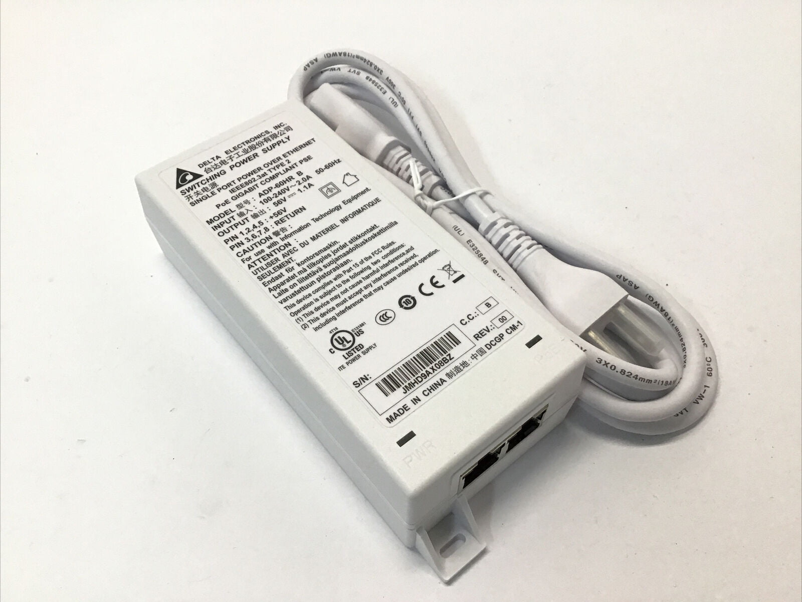 Delta PoE Injector 56V 1.1A Gigabit Single Port Over Ethernet Adapter ADP-60HR B - Walmart ...