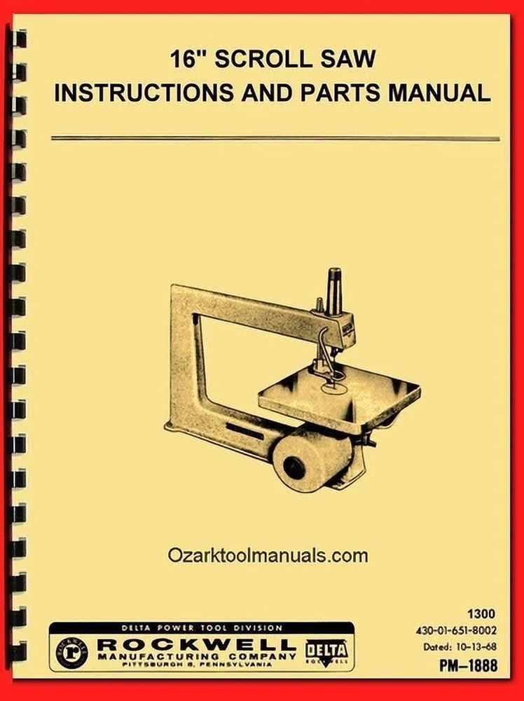 Delta-Rockwell 16" Scroll-Jig Saw 4C-170, 40-100, 40-102 Owner Parts ...