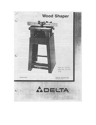 Instruction Manual ONLY for Delta Rockwell Model 43-120 Wood Shaper ...